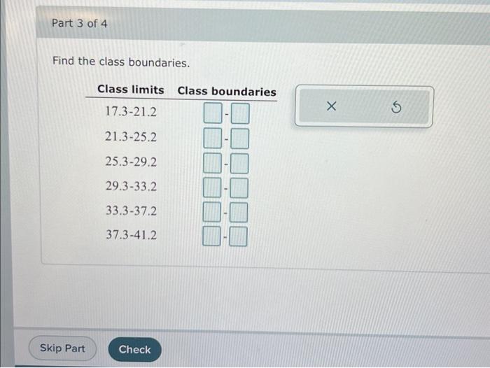 Solved Find the class boundaries. | Chegg.com