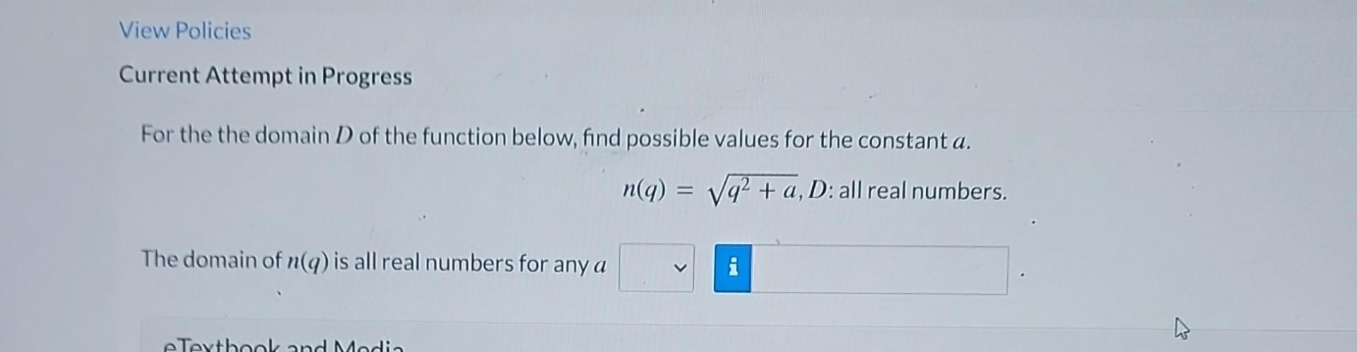 Solved Current Attempt in Progress For the the domain D of | Chegg.com
