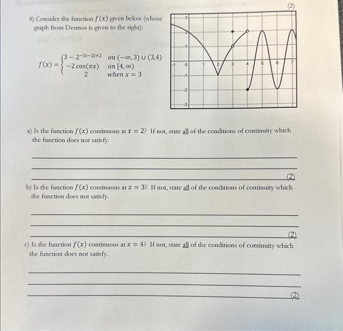 Solved 8) Consider the function f(x) given below (whose | Chegg.com