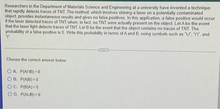 Solved Researchers in the Department of Materials Science | Chegg.com