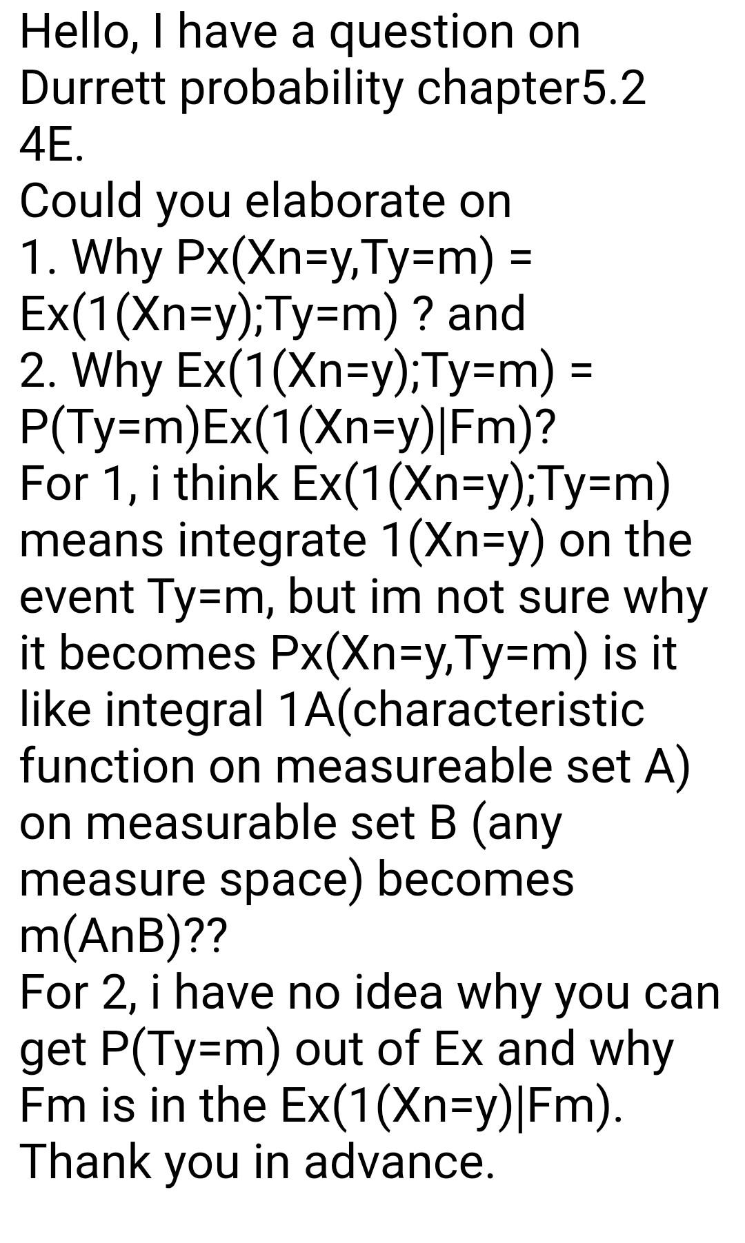 Solved Hello, I have a question on Durrett probability | Chegg.com