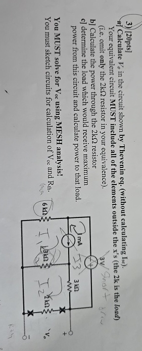Solved [20pts]a) ﻿Calculate Vo ﻿in the circuit shown by | Chegg.com