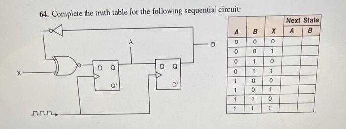 Solved 64. Complete the truth table for the following | Chegg.com