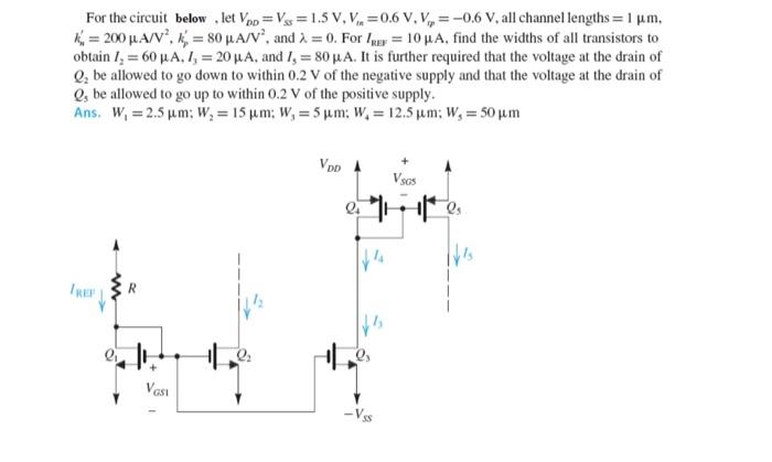 Solved For the circuit below , let VDD=Vss=1.5 V,Vtn=0.6 | Chegg.com