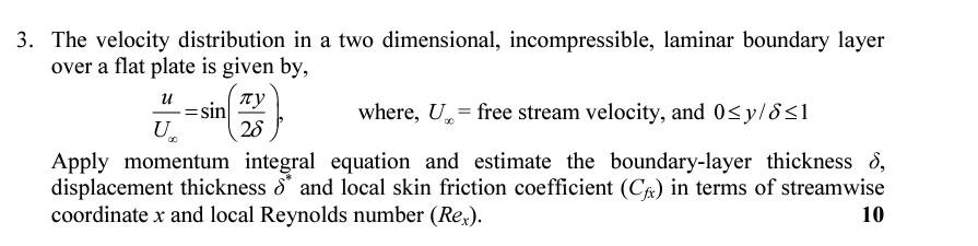 Solved 3. The velocity distribution in a two dimensional, | Chegg.com