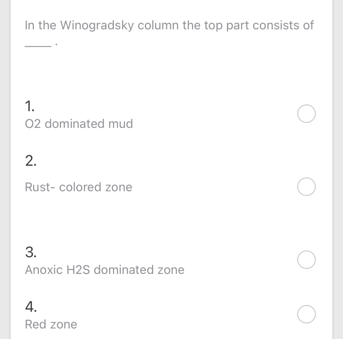 Solved In the Winogradsky column the top part consists | Chegg.com