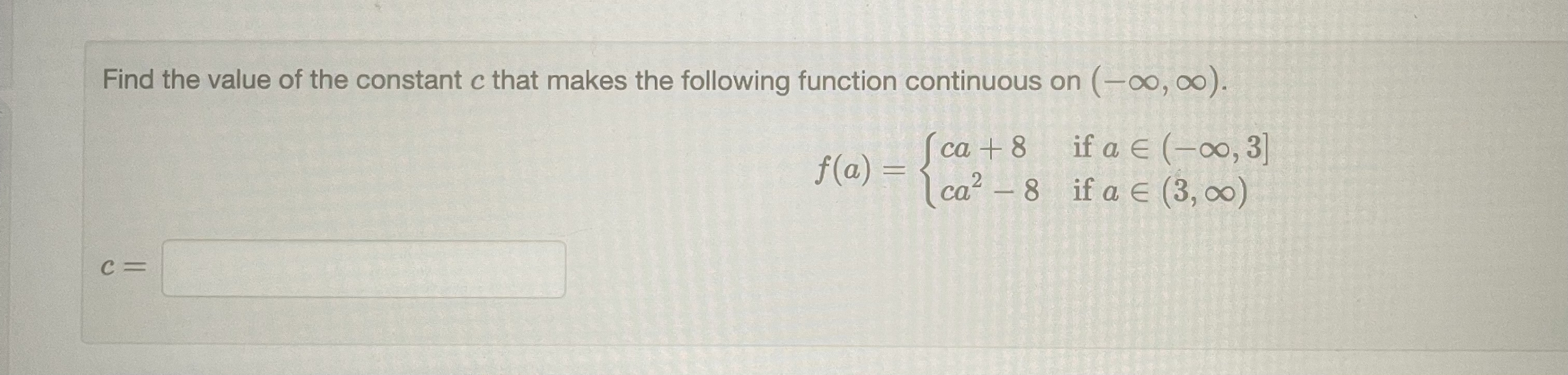 Solved Find the value of the constant c ﻿that makes the | Chegg.com