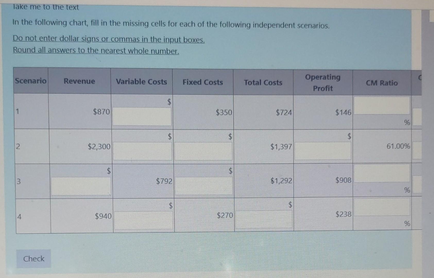 Solved In the following chart, fill in the missing cells for | Chegg.com