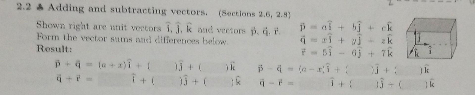 Solved 2.2 # Adding and subtracting vectors. (Sections 2.6, | Chegg.com