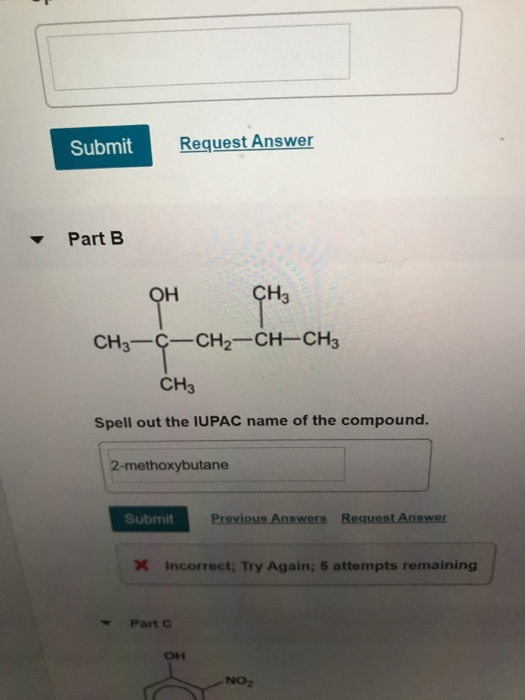 Solved Submit Request Answer Part B он сн, CH3-¢-CH2-CH-CH3 | Chegg.com