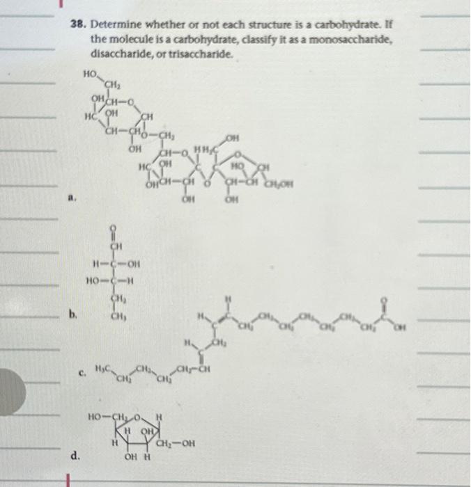 Solved 38. Determine whether or not each structure is a | Chegg.com