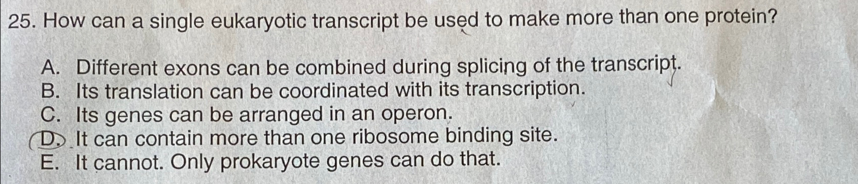 Solved How can a single eukaryotic transcript be used to | Chegg.com