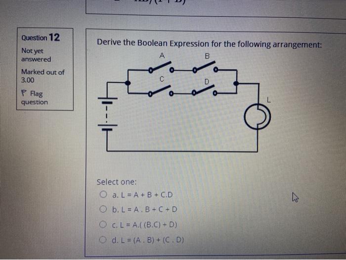 Solved Question 12 Derive the Boolean Expression for the | Chegg.com