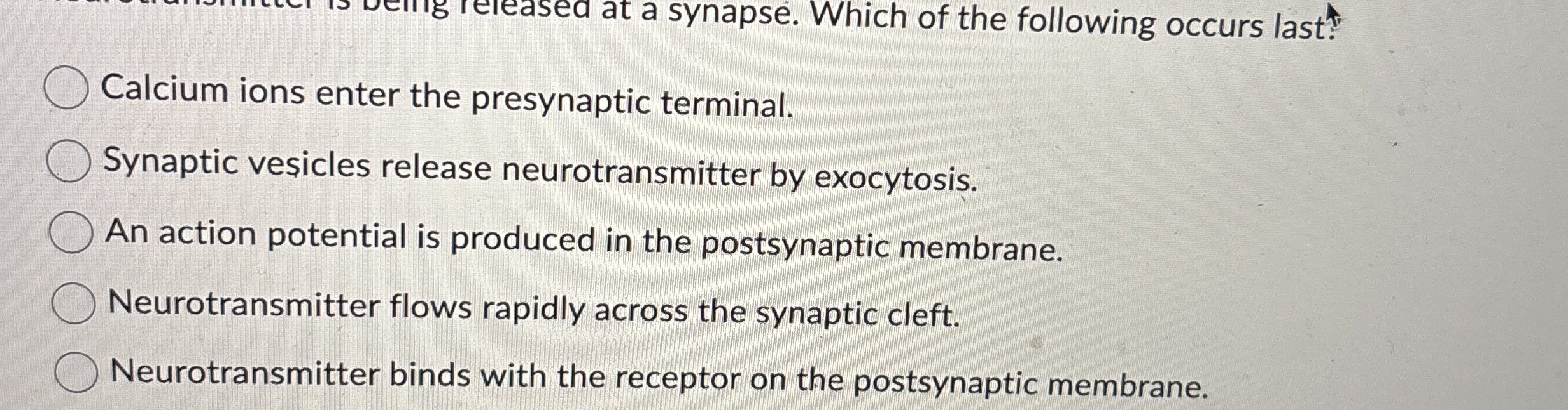 Solved Calcium ions enter the presynaptic terminal.Synaptic | Chegg.com