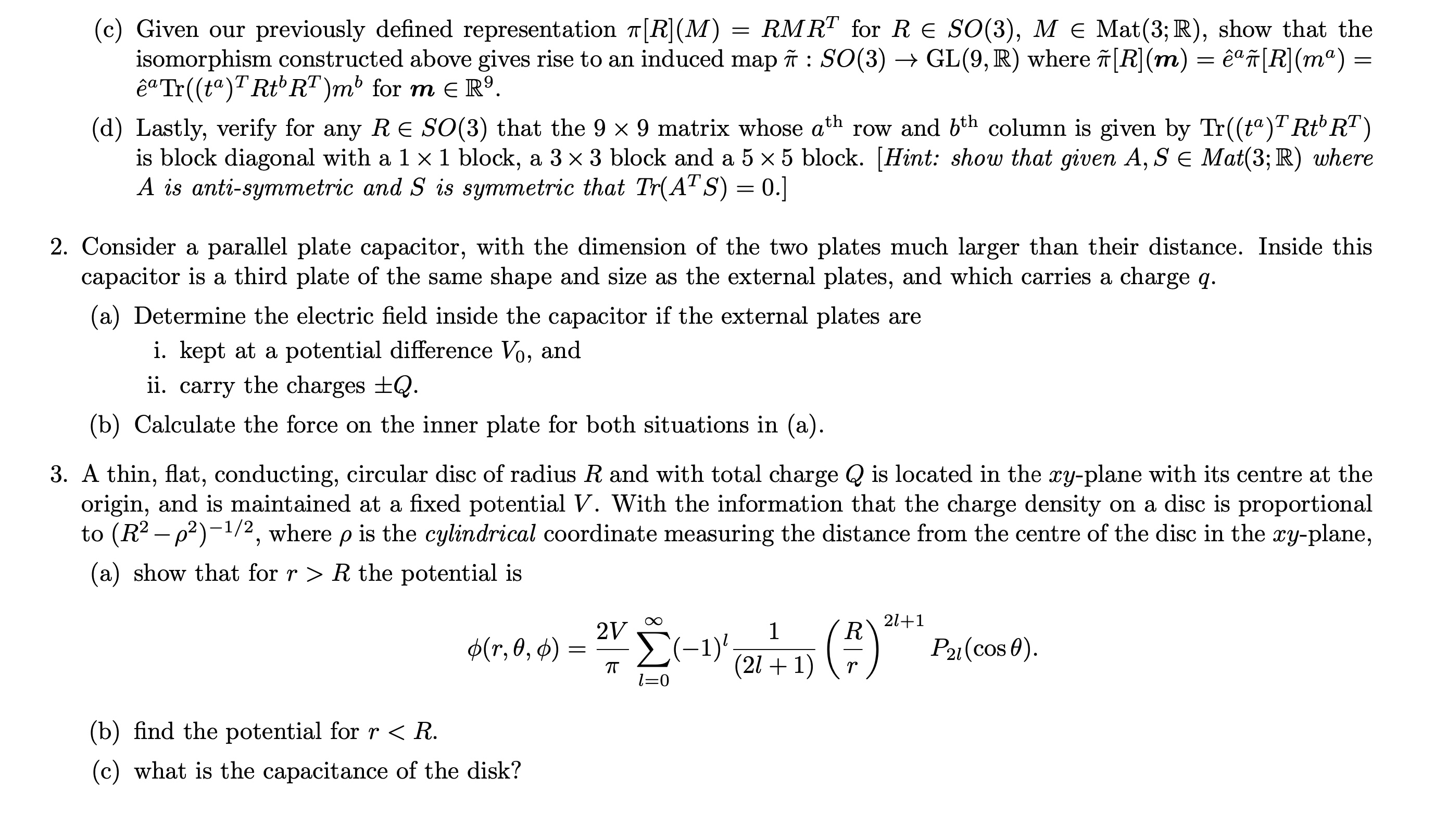 Solved (c) ﻿Given our previously defined representation | Chegg.com