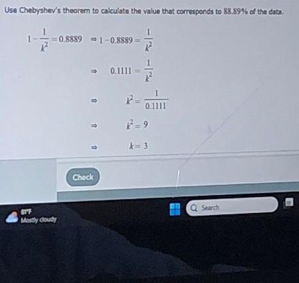 Use Chebyshev's theorem to calculate the value that | Chegg.com