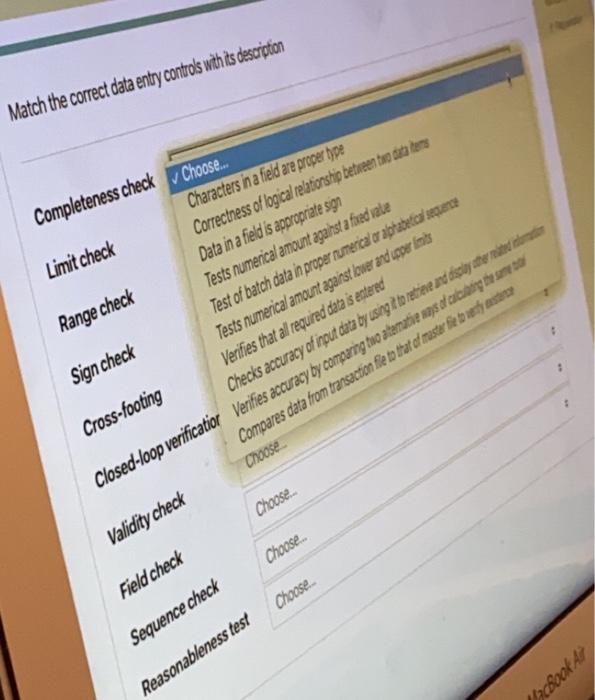 Solved Match the correct data entry controls with its | Chegg.com