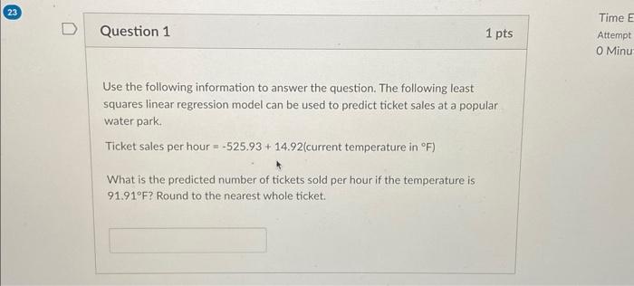 Solved Question 1 1pts Time Use the following information to | Chegg.com