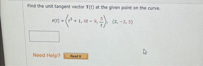 Solved Find the unit tangent vector T(t) at the given point | Chegg.com
