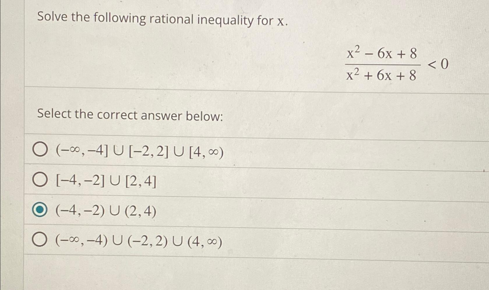 Solved Solve the following rational inequality for | Chegg.com