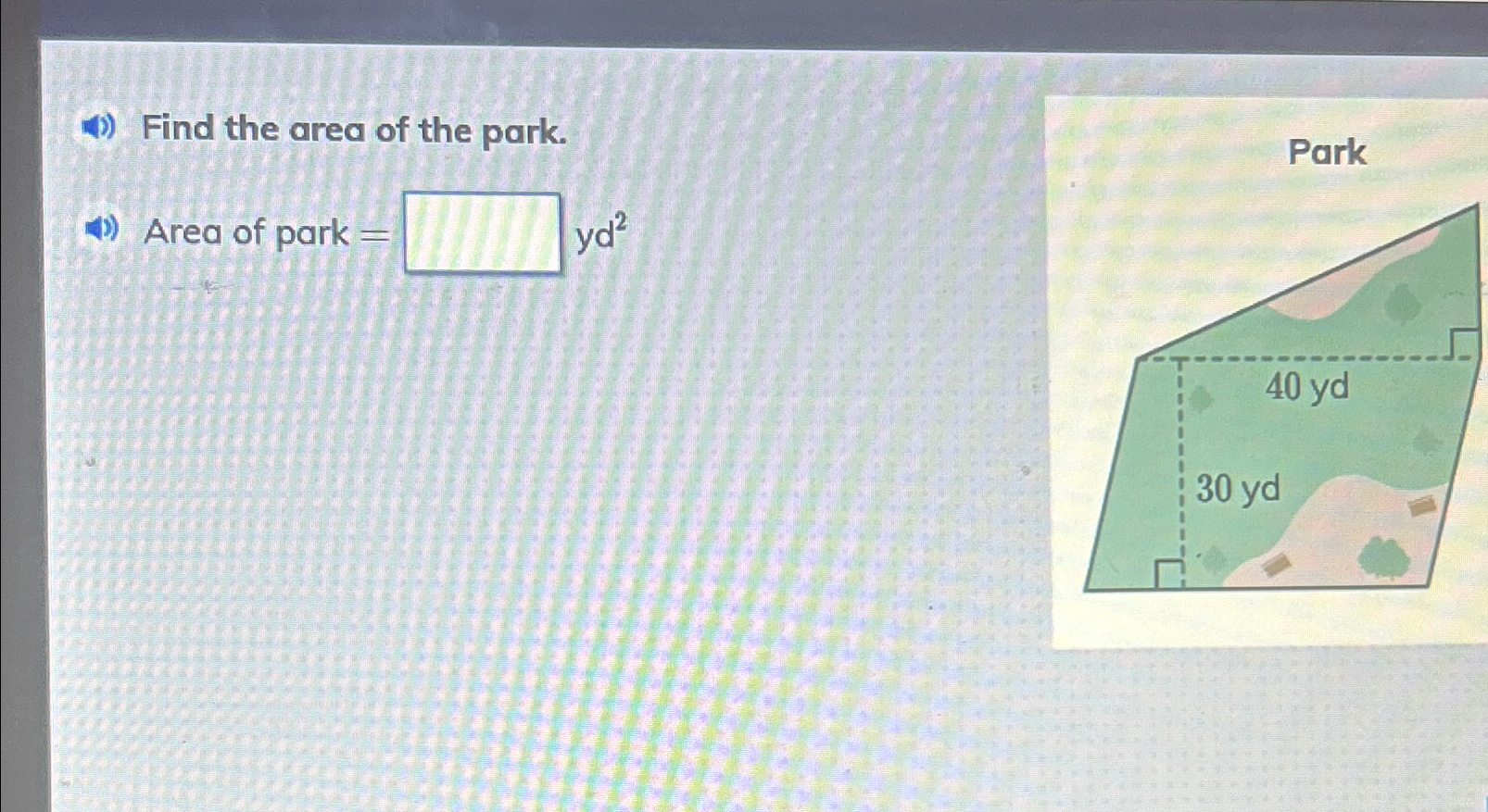 Find the area of the park.Area of park =yd2 | Chegg.com