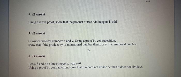 Solved 4. (2 marks) Using a direct proof, show that the | Chegg.com
