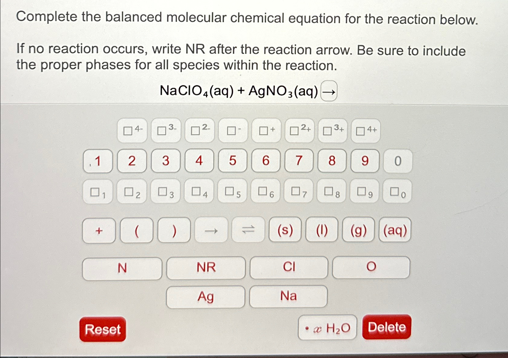 Solved Complete the balanced molecular chemical equation for | Chegg.com
