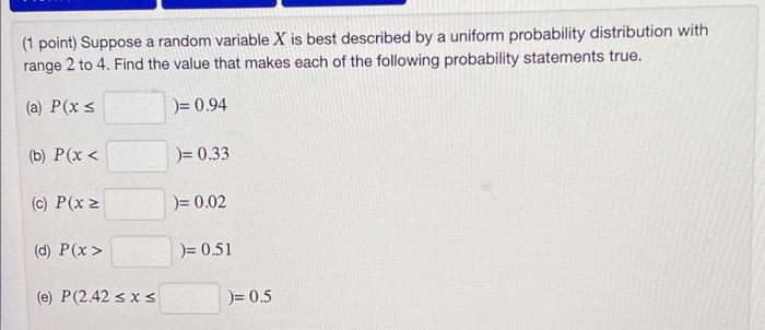 Solved (1 point) Suppose a random variable X is best | Chegg.com