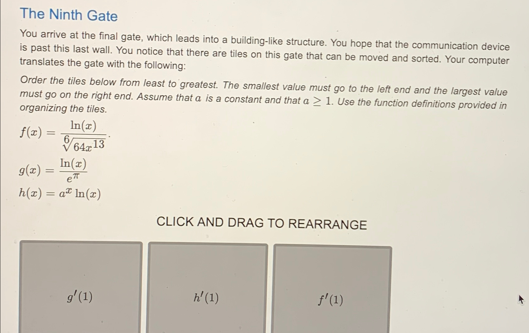 Solved The Ninth GateYou arrive at the final gate, which | Chegg.com