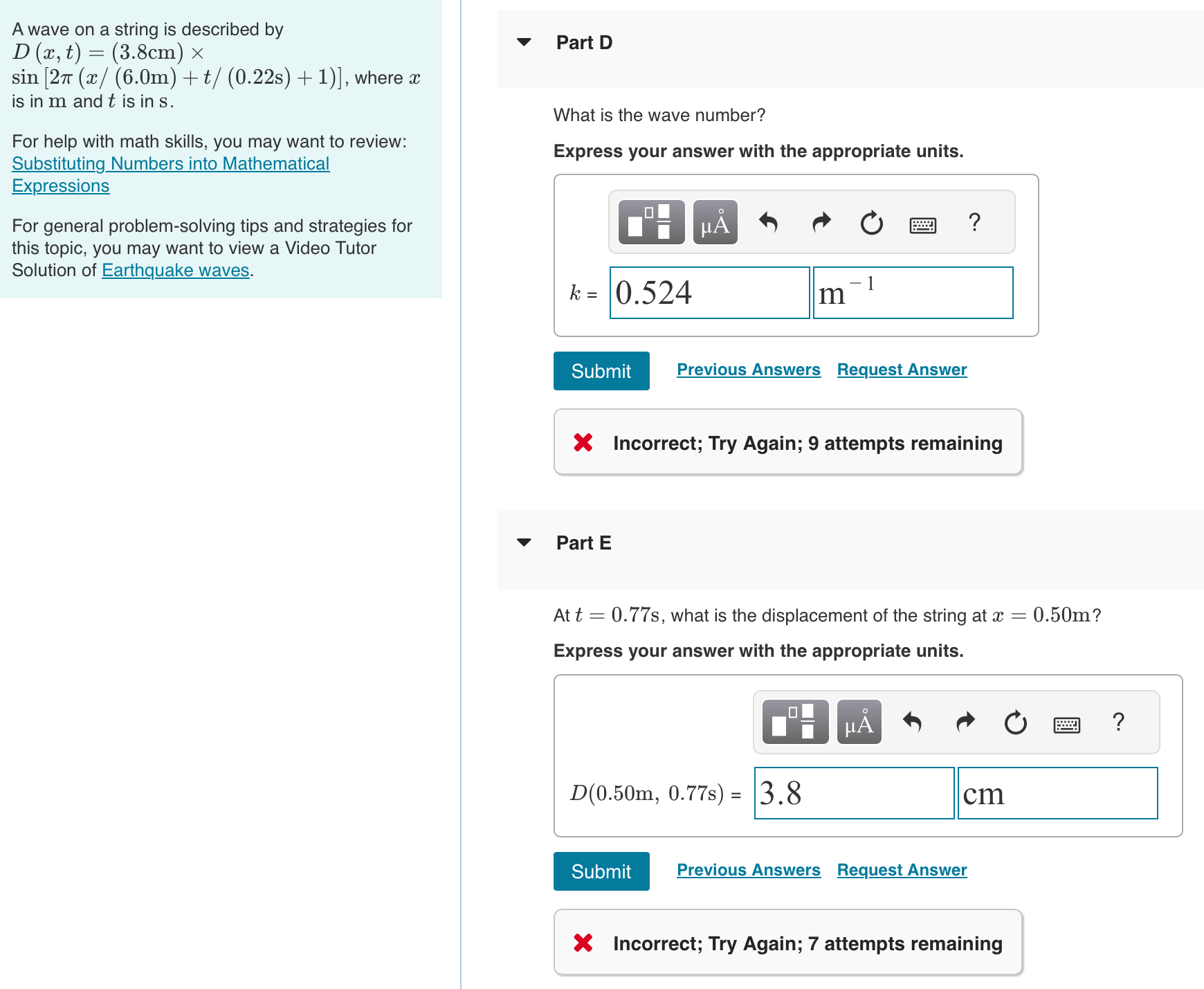 Solved A wave on a string is described by | Chegg.com