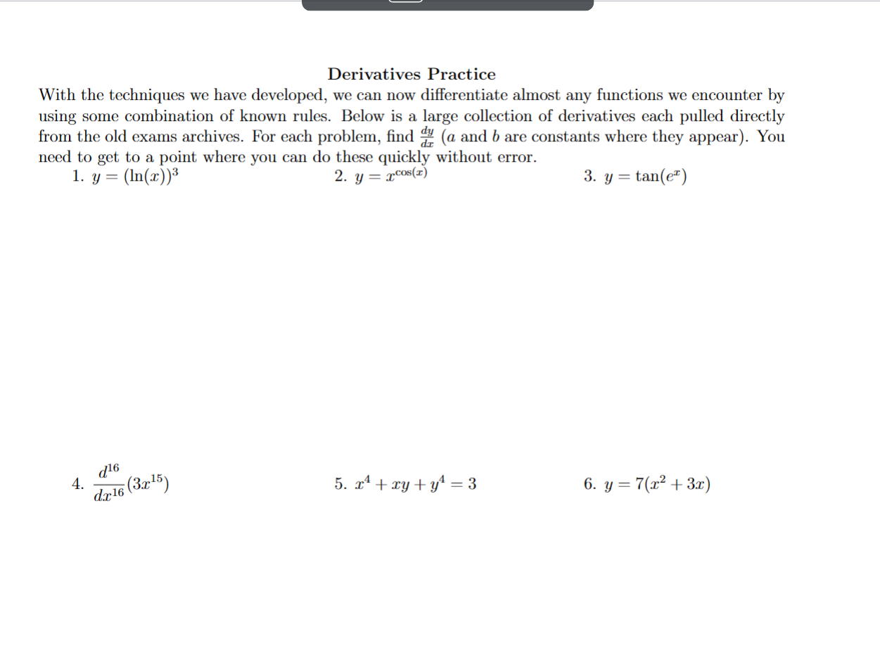 Solved Derivatives PracticeWith the techniques we have | Chegg.com