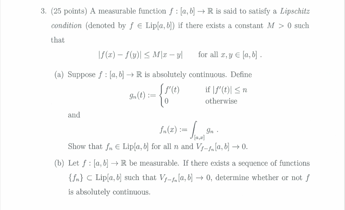 Solved (25 ﻿points) ﻿A measurable function f:[a,b]→R ﻿is | Chegg.com