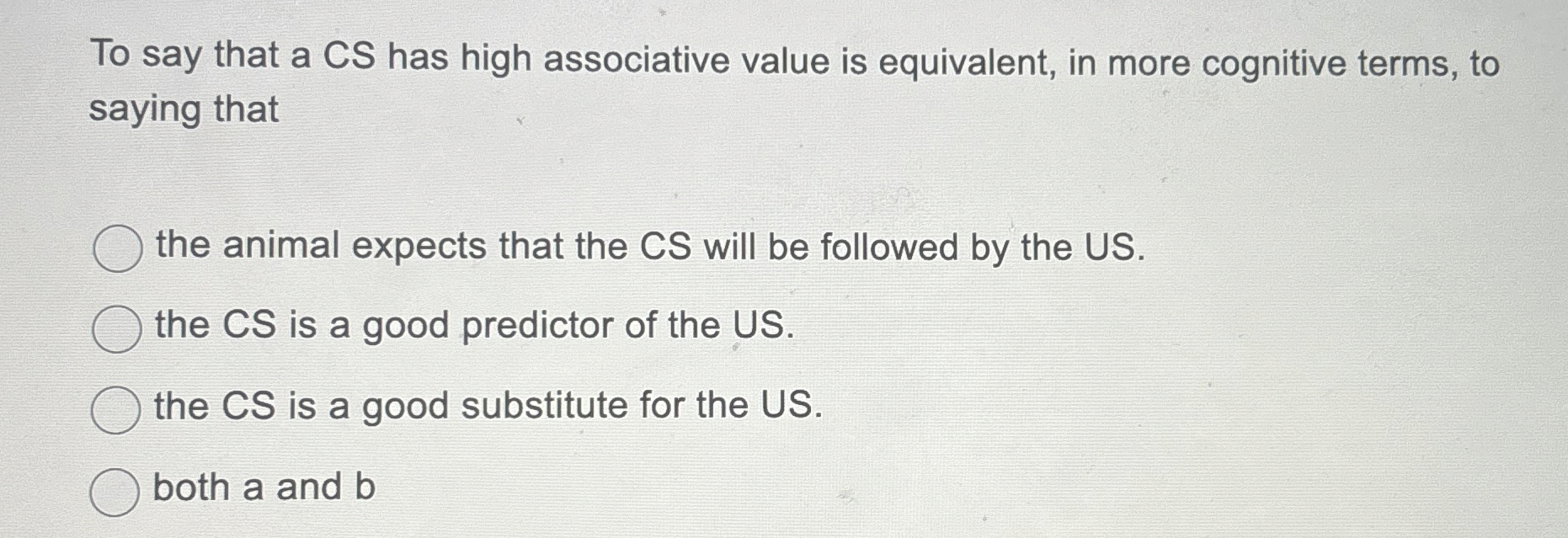 Solved To say that a CS has high associative value is | Chegg.com
