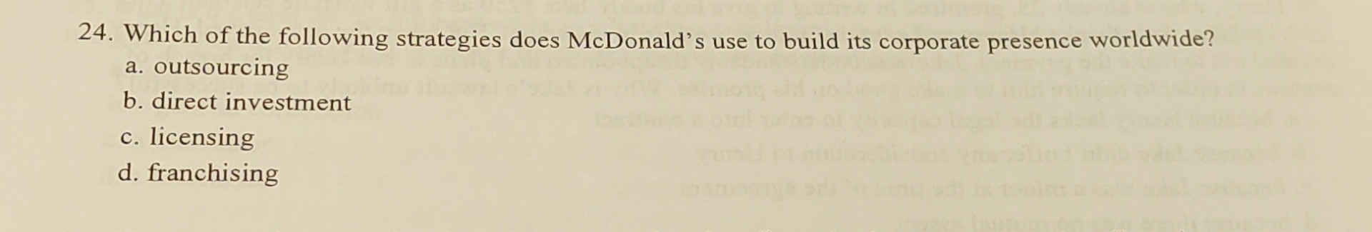 Solved Which of the following strategies does McDonald's use | Chegg.com