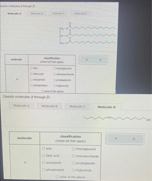Solved Classify molecules A through D.Classify molecules A | Chegg.com