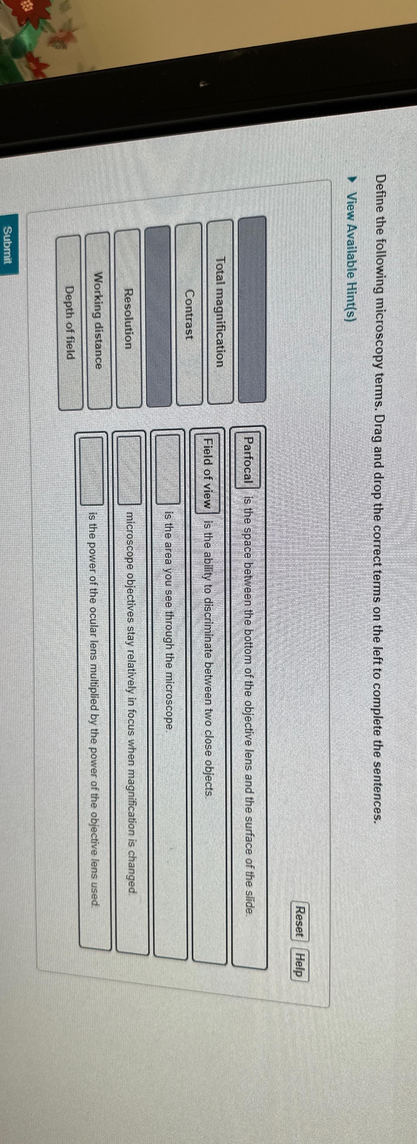 Solved Define the following microscopy terms. Drag and drop | Chegg.com