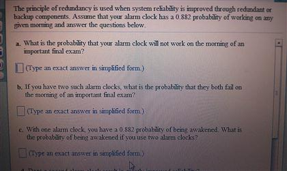 Solved The principle of redundancy is used when system | Chegg.com