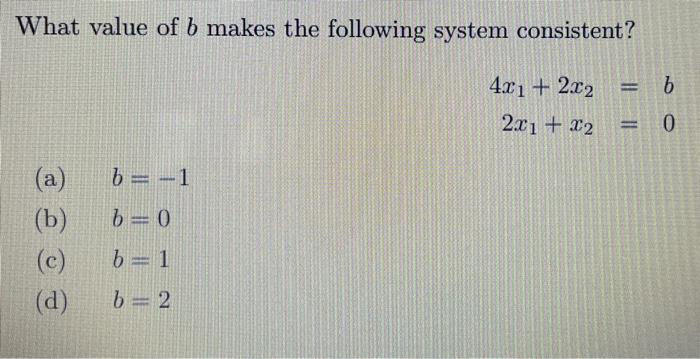 Solved What value of b makes the following system | Chegg.com