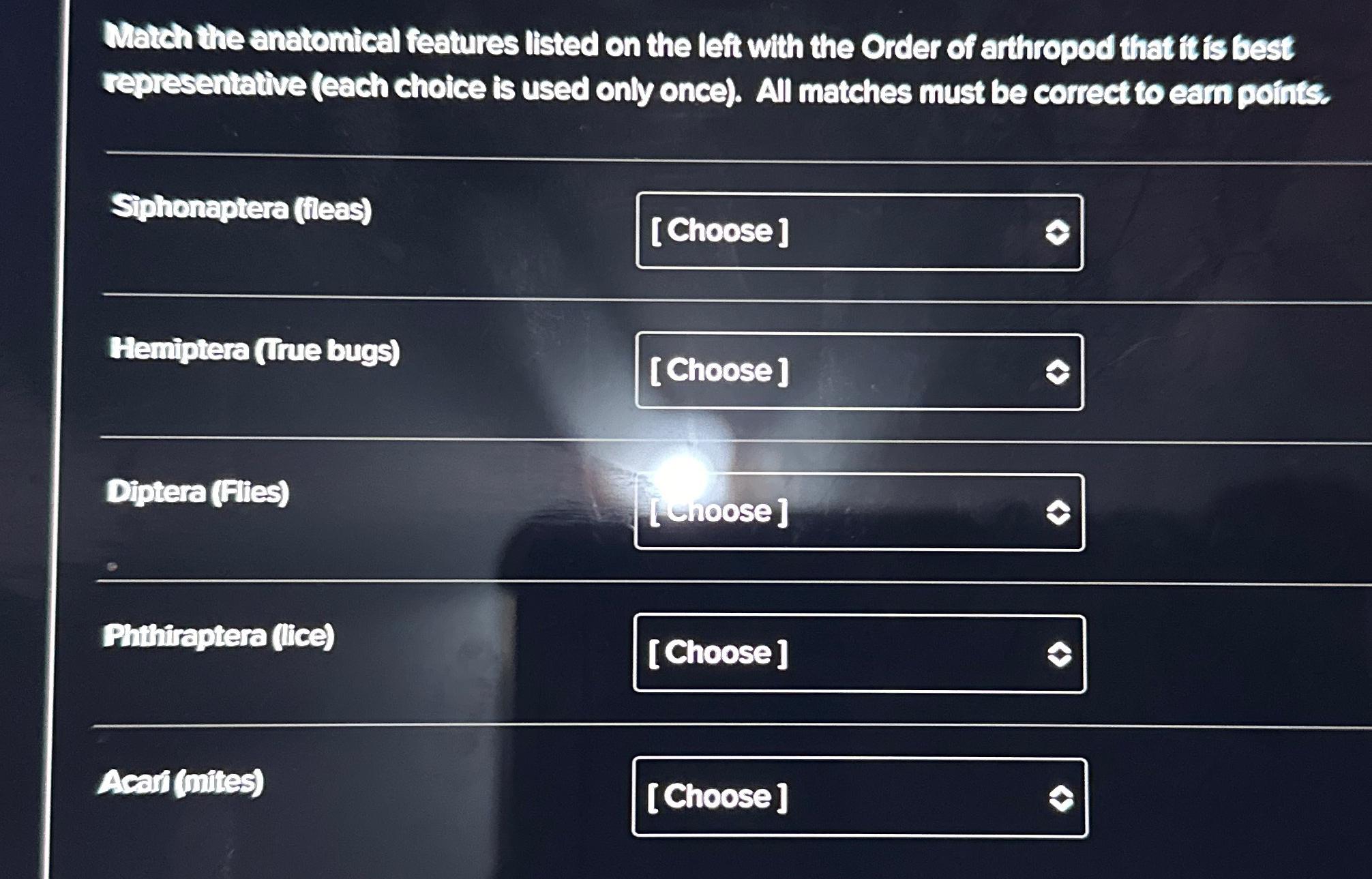 Watch the anatomical features listed on the left with | Chegg.com