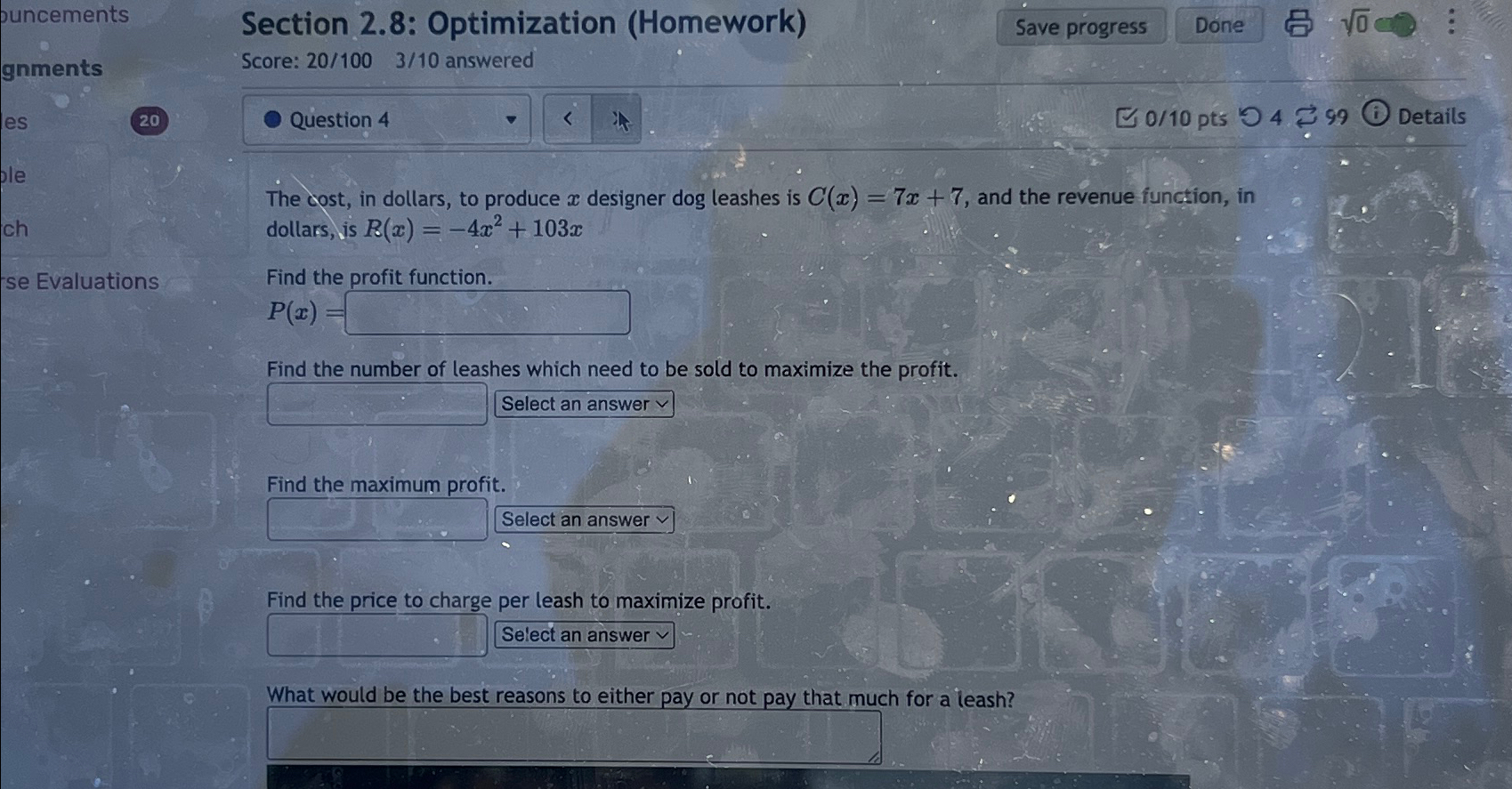 Solved Section 2.8: Optimization (Homework)DoneScore: | Chegg.com