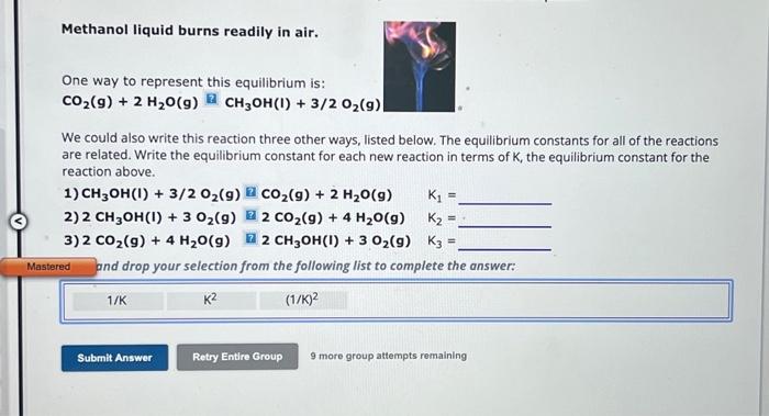 Solved Methanol liquid burns readily in air. One way to | Chegg.com
