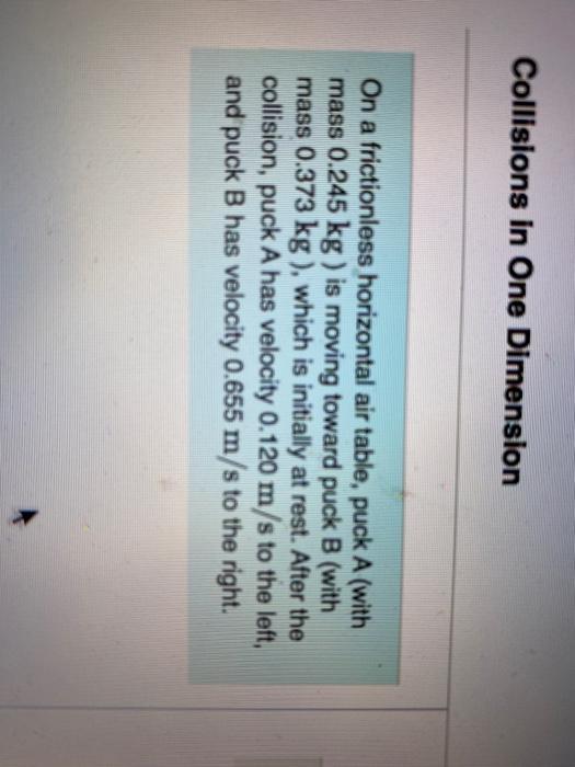 Solved Collisions in One Dimension On a frictionless | Chegg.com