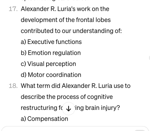 Solved Alexander R. ﻿Luria's work on the development of the | Chegg.com