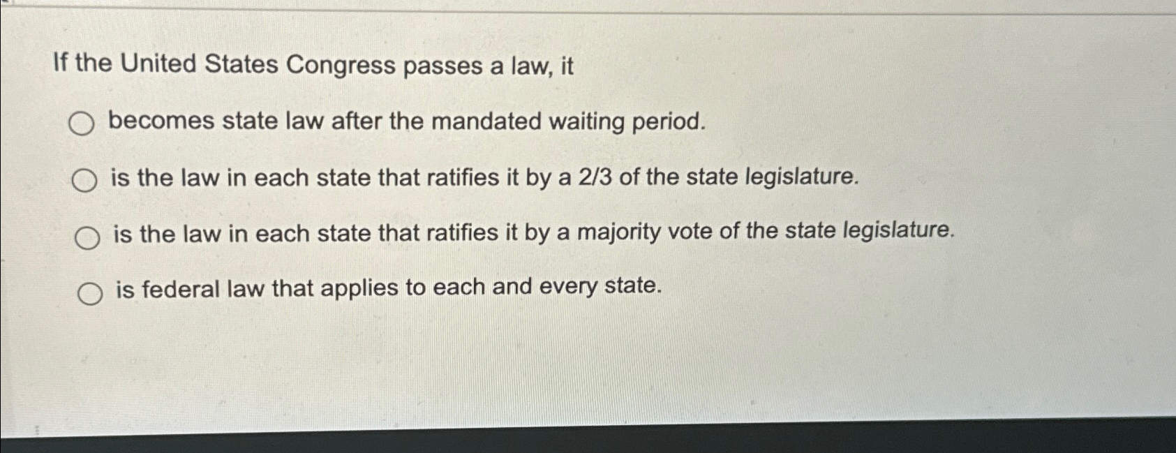 Solved If the United States Congress passes a law, it | Chegg.com