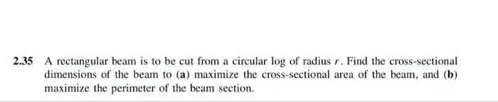 Solved 2.35 A rectangular beam is to be cut from a circular | Chegg.com