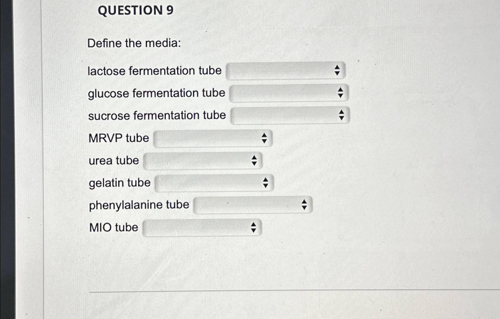 Solved QUESTION 9Define the media:lactose fermentation | Chegg.com