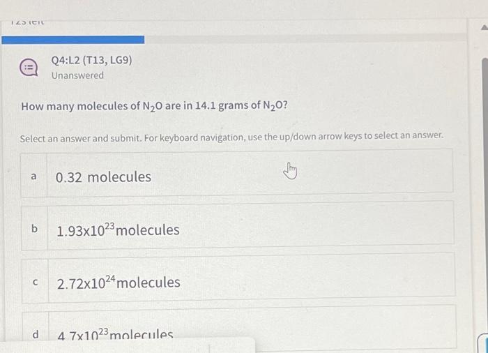 Solved How many molecules of N2O are in 14.1 grams of N2O ? | Chegg.com