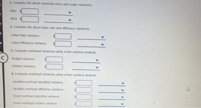 Solved Basic Variance Analysis, Revision of Standards, | Chegg.com