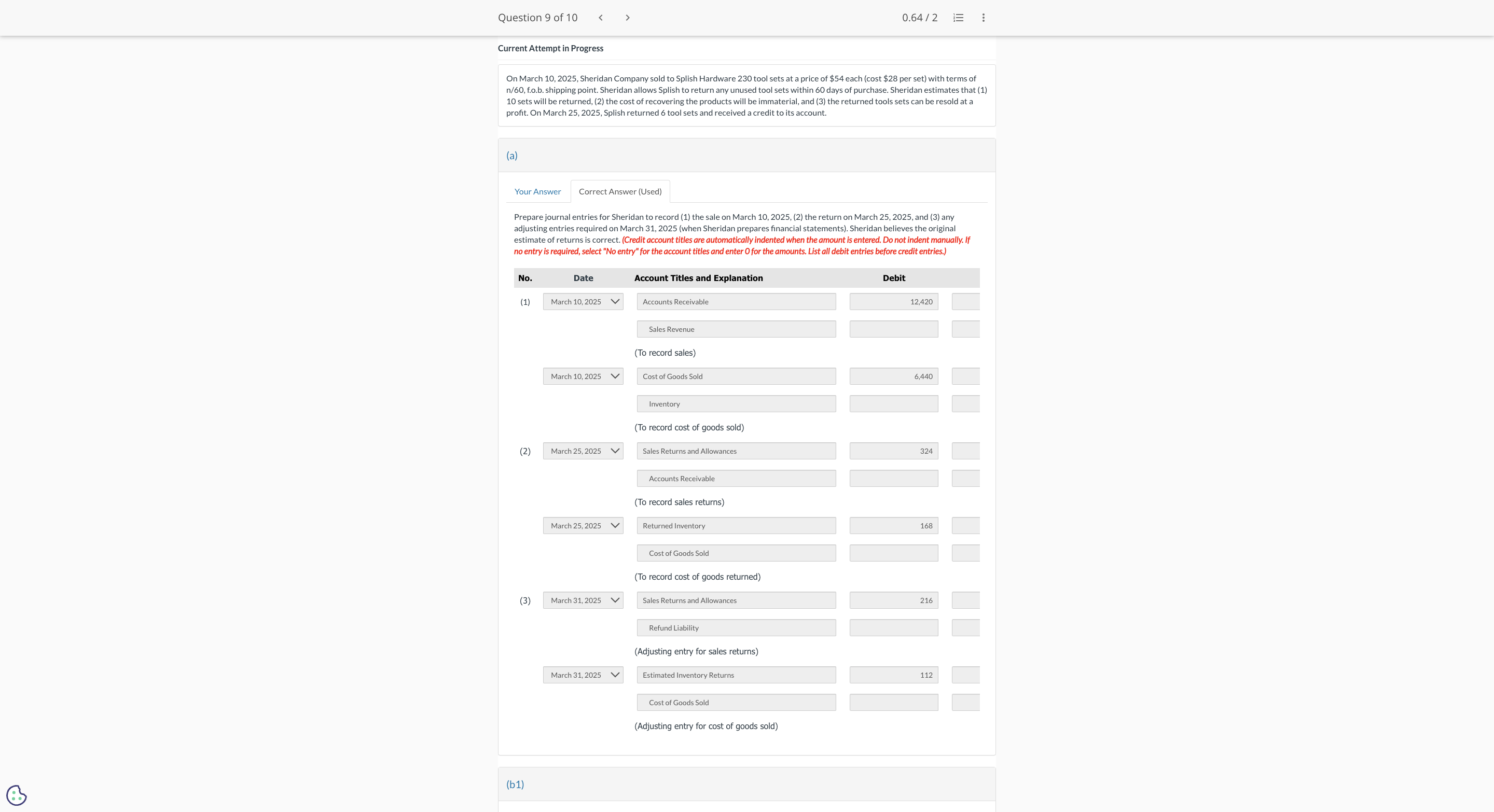 Solved by an EXPERT A is done and correct. Need help with B. | Chegg.com