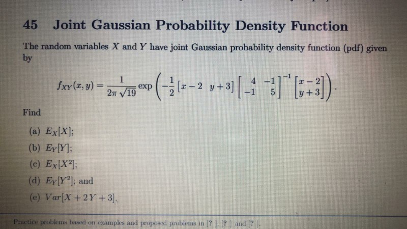 Solved 45 Joint Gaussian Probability Density Function The | Chegg.com